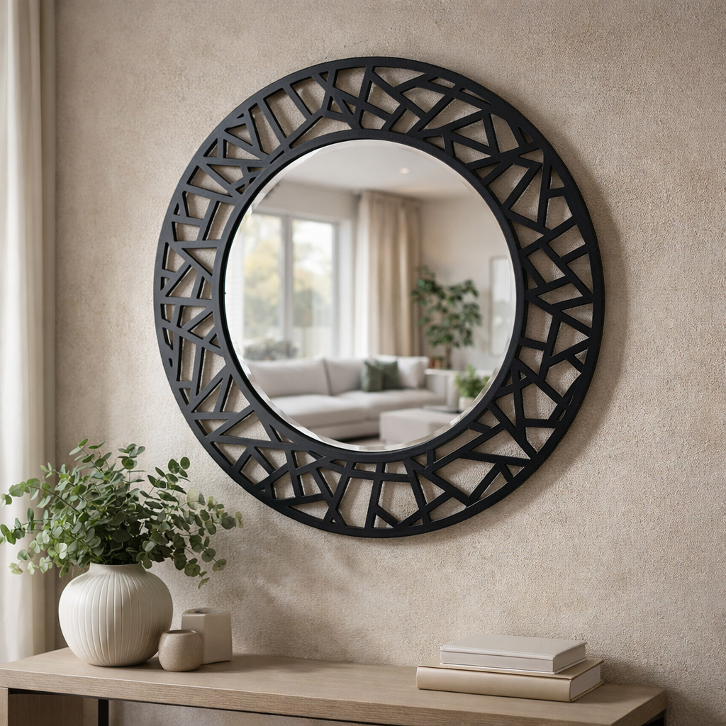 Fragmented Pieces Mirror Frame | Geometric Metal Wall Art – Metal Art Cafe